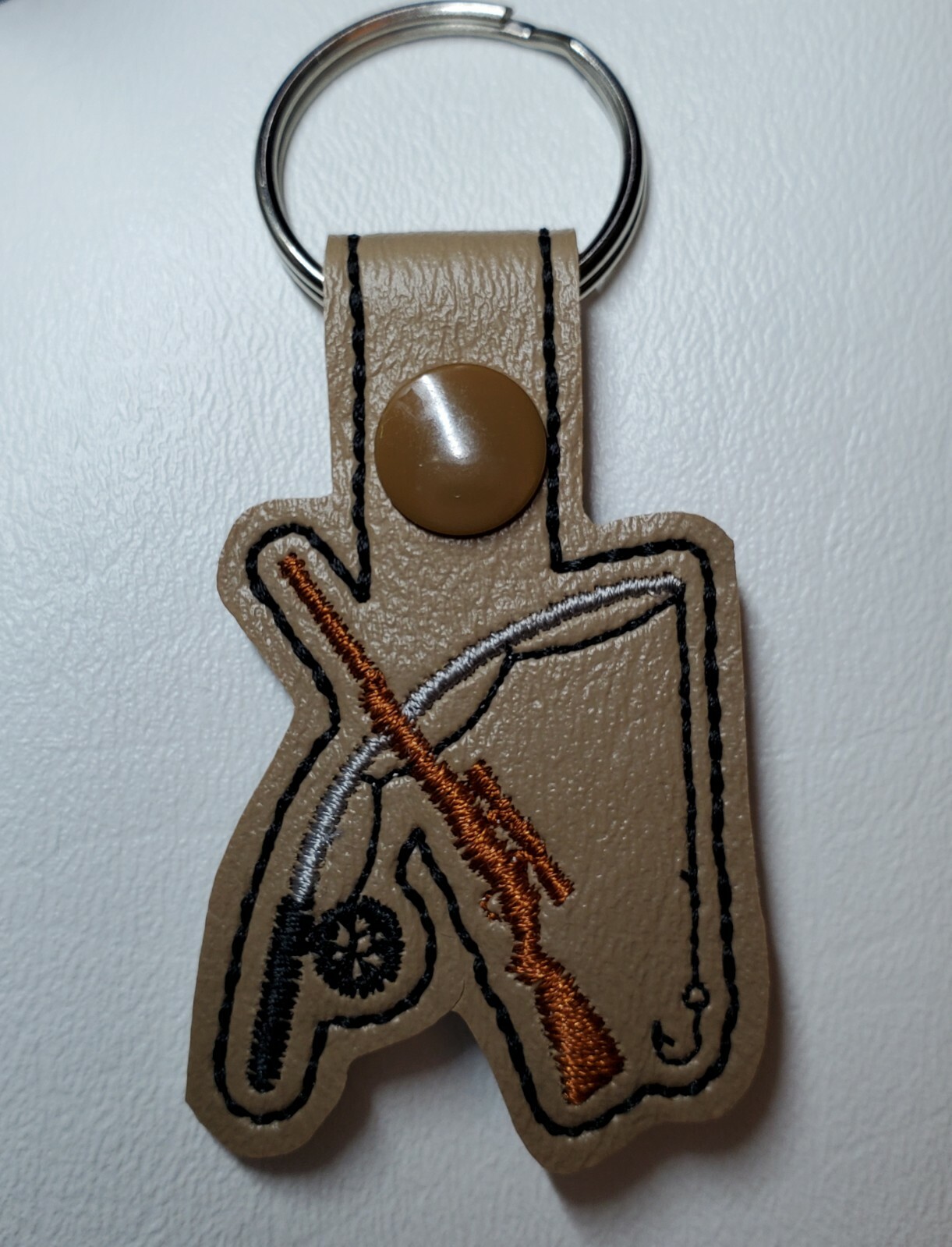 Fishing / Hunting Embroidered Keychain Fishing Pole🎣 Hunting Rifle ...