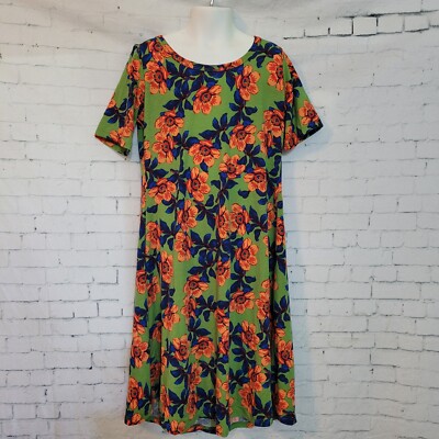 Girls Lularoe Adeline Dress Bright Green Blue Orange Flowers Sz 12 New ...