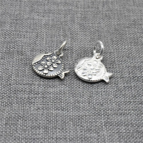 2pcs of 925 Sterling Silver Flower Fish Charms 2-Sided for Bracelet ...