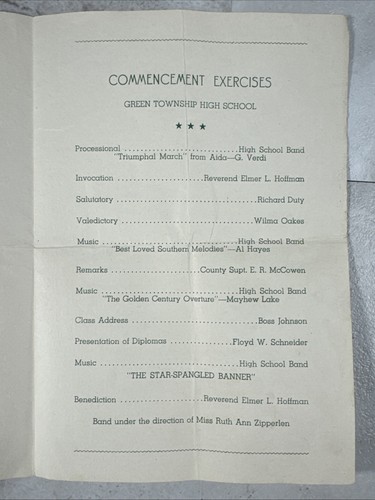 1946 Green High School Franklin Furnace, Ohio Graduation Commencement Program | eBay