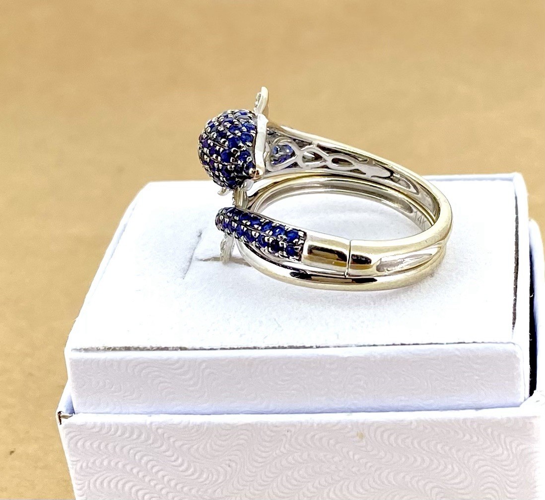 Effy Seaside 14K White Gold Blue Sapphire & Diamond Dolphin Ring | eBay