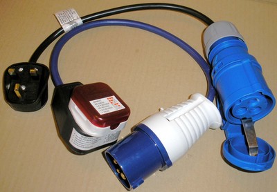 UK Caravan camping generator 240v mains-hook-up Adapter Set with tester ...