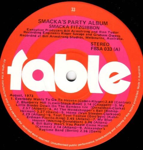 SMACKA FITZGIBBON Smacka's Party Album LP SirH70 | eBay Australia