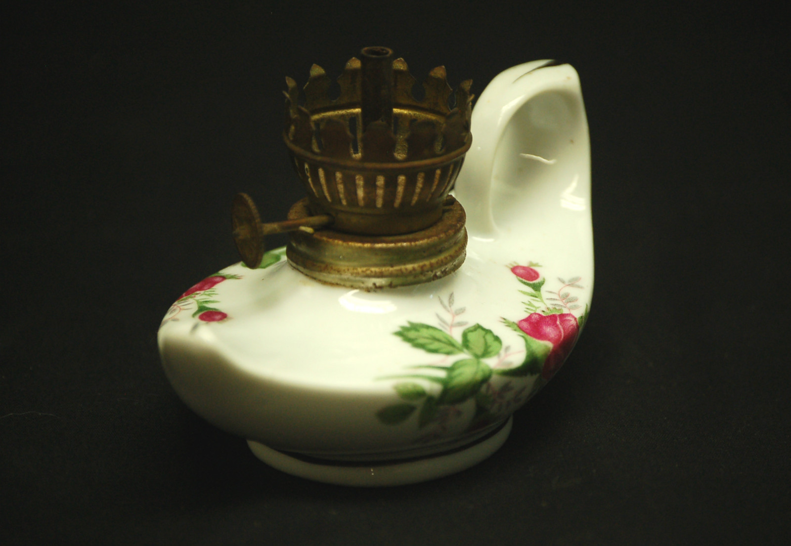 Ceramic Miniature Genie Finger Oil Lamp Rose Pattern w/o Glass Chimney ...