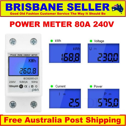 Eletricity Power Meter 80A 240V Flats Caravan Parks Sheds Rentals DIN ...