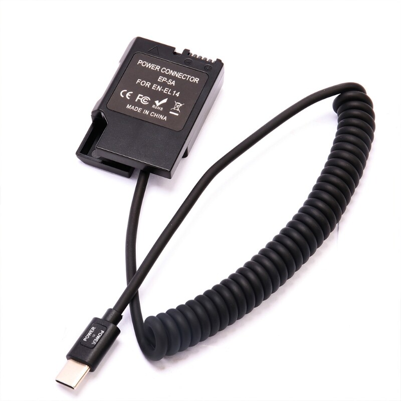 EN-EL14 Dummy Coupler Adapter for w/ USB C-type Spring Power Cable | eBay