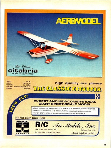 Aeromodel Citabria RC Airplane 1993 Vintage Print Ad Wall Art Decor Air ...