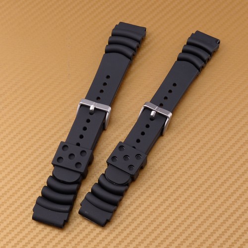 20/22MM Black Watch Band Strap Wristband Sport Scuba Diver Rubber ...