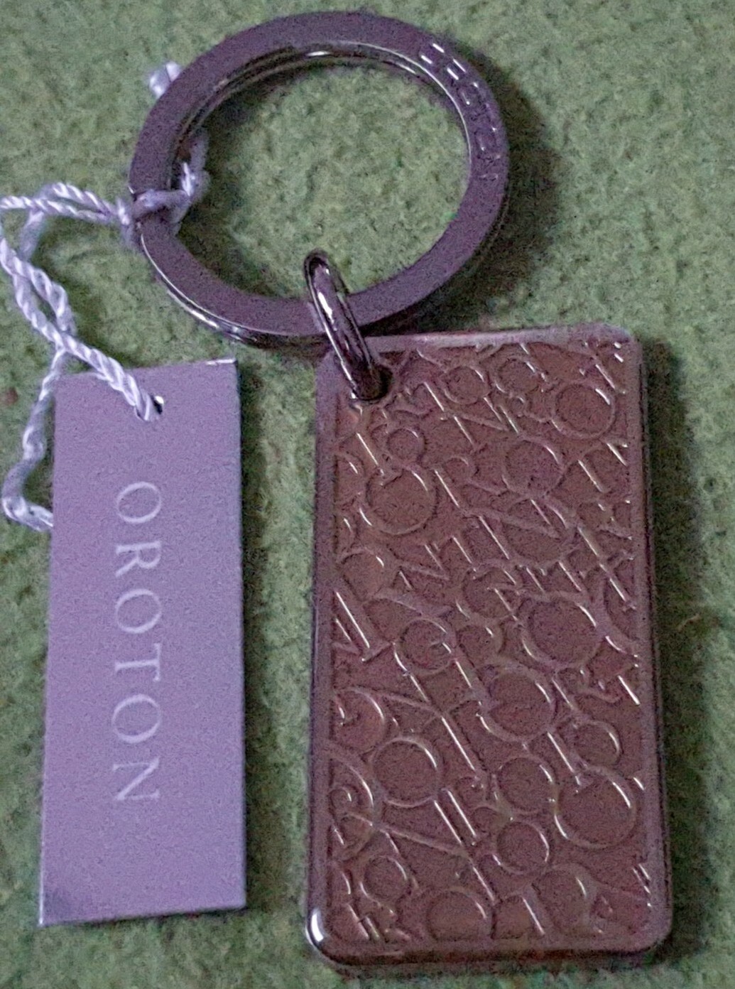 OROTON SIGNATURE GIFTS-MONOGRAM KEY FOBS TAN SILVER Reverses two sides ...