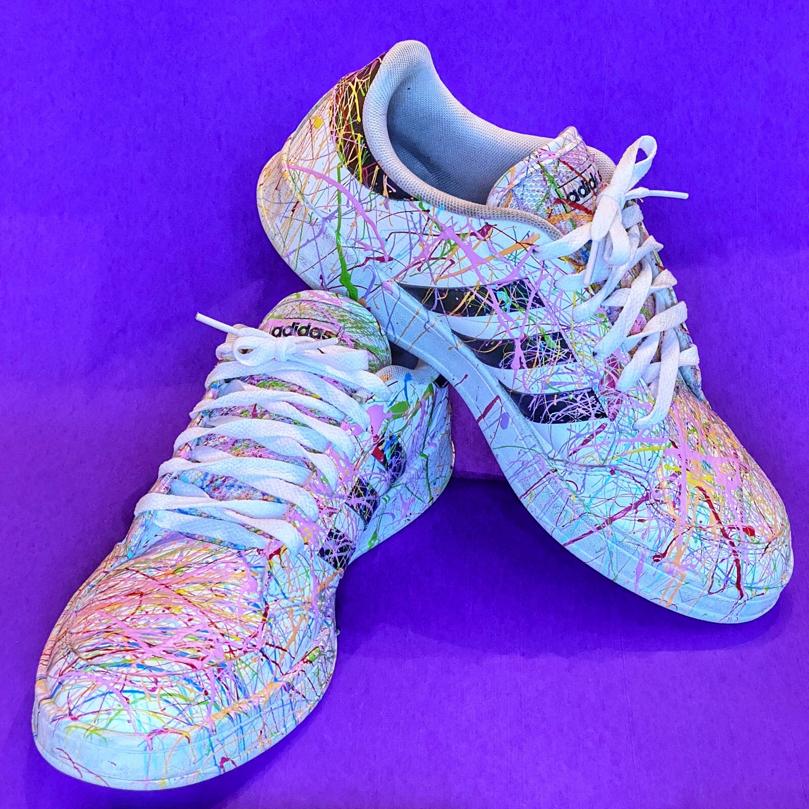 NBT Custom Paint Splattered Adidas Breaknet Sneaker S… - Gem