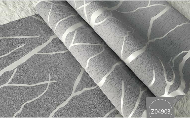 Luxury Velvet Effect Wallpaper 3D Embossed Grey Tree Branches Flock ...