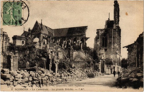 CPA Militaire SOISSONS - La Cathédrale - La grande Bréche (91658) | eBay