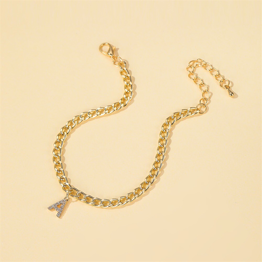 Initial Alphabet Letter Ankle Bracelet Women Diamante Anklet Foot ...