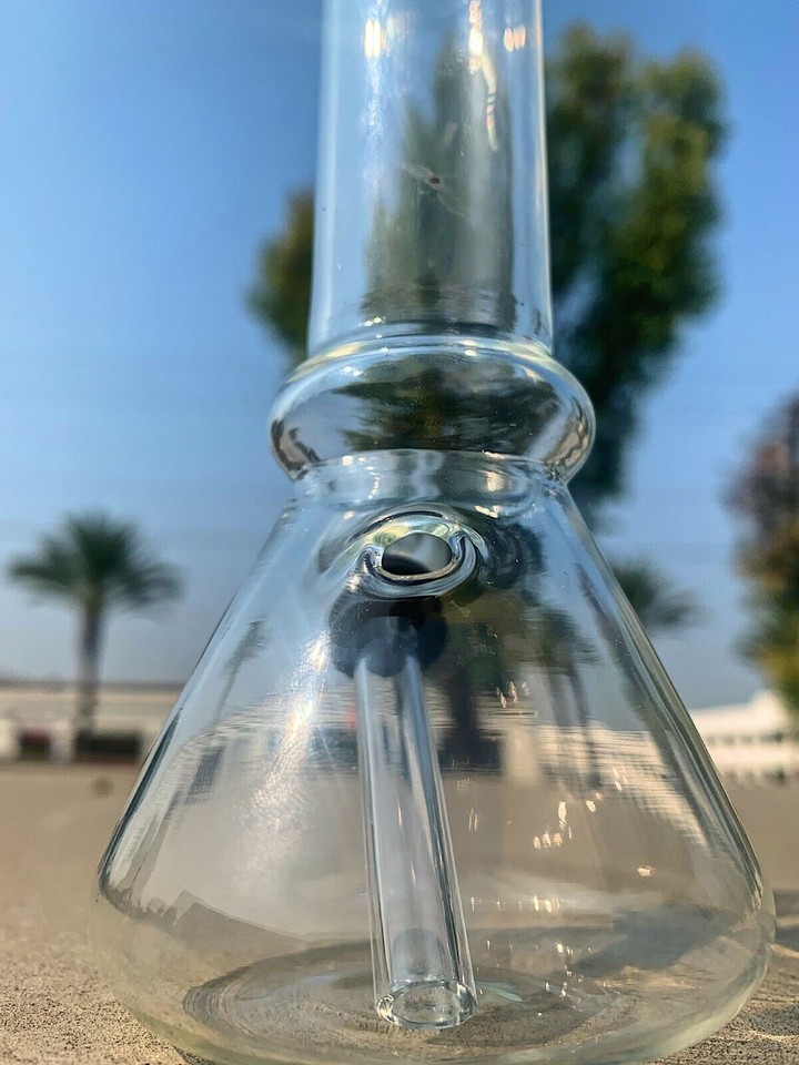 6" Thick Glass Bong Clear Smoking Beaker Water Pipe Hookah Bubbler W ...