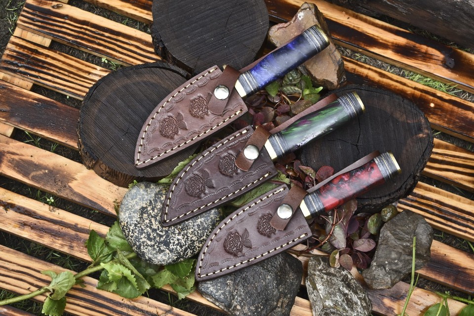 Ashen Edge Hunting Skinner Knife w/Gut Hook D2 Tool Steel Micarta Lot ...