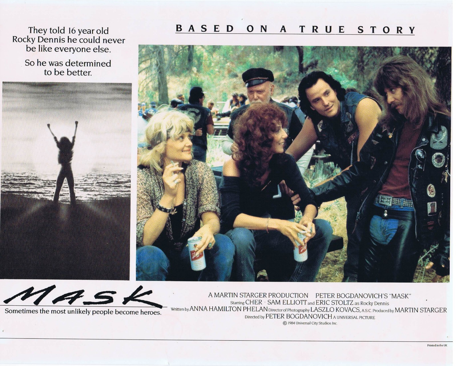 THE MASK Original English Lobby Card 1 CHER Sam Elliott Eric Stoltz ...