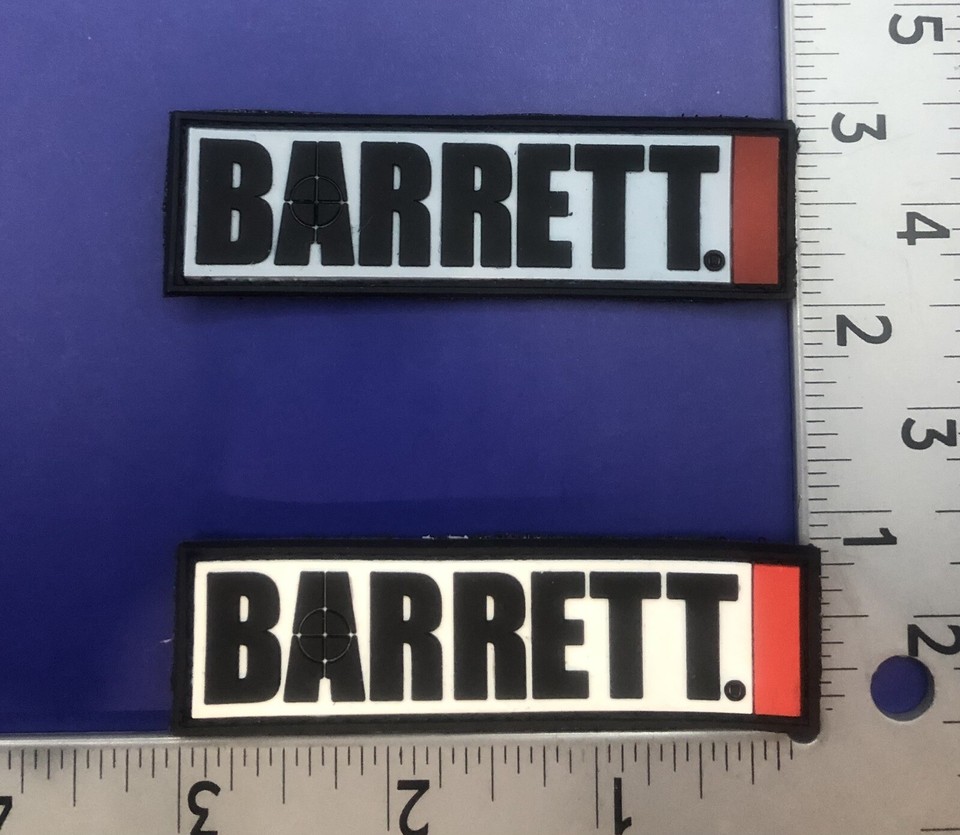 Barrett Firearms PVC patch 1”x3” Blue Background hook back (Blue) | eBay