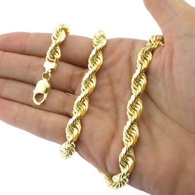 14K Solid Yellow Gold Rope Chain - 1.5MM to 4MM | eBay