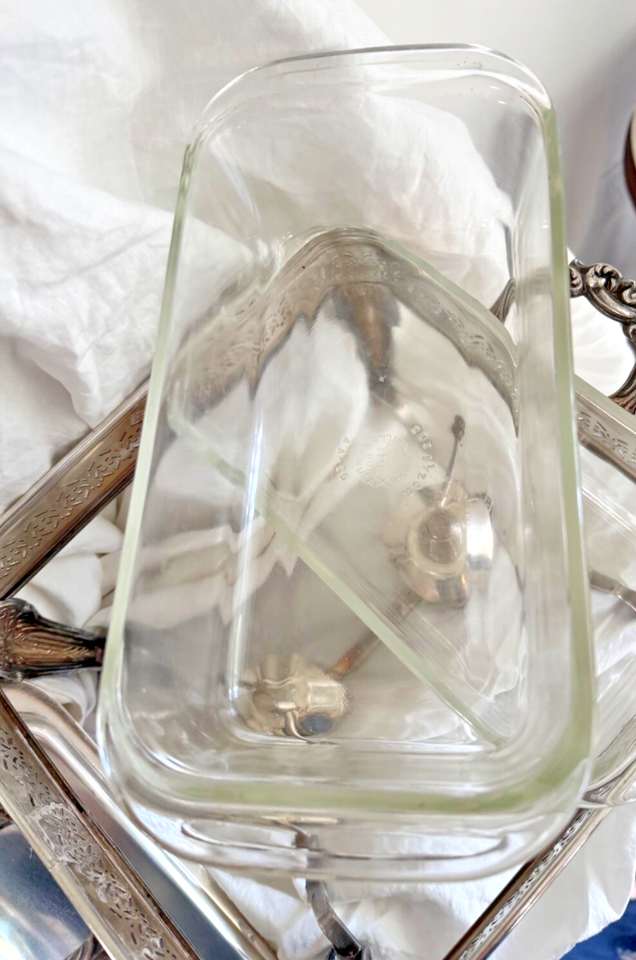 English Silver Mfg Co Silver Plate Dual Chafing Dish Pyrex Inserts ...