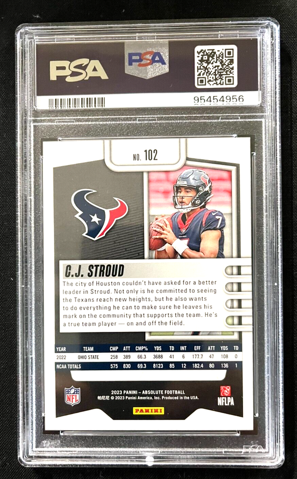 2023 Absolute C.J. STROUD #102 ROOKIE CARD PSA 10 GEM MT Houston Texans ...