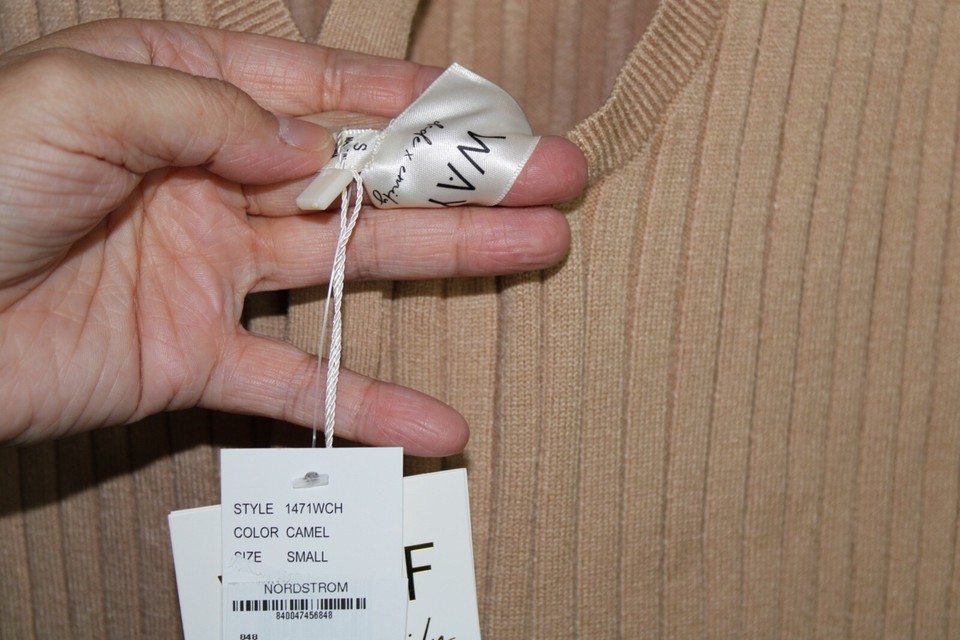 NWT Wayf DedeXEmily BFF Hollie Camel Tan Ribbed Sweater Dress U-Back ...