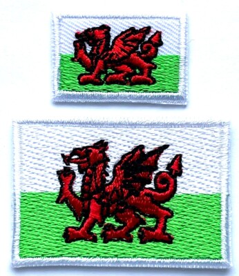 WALES WELSH FLAG PATCH, 2 sizes *SEW-ON / IRON-ON* badge *CYMRU DRAGON ...