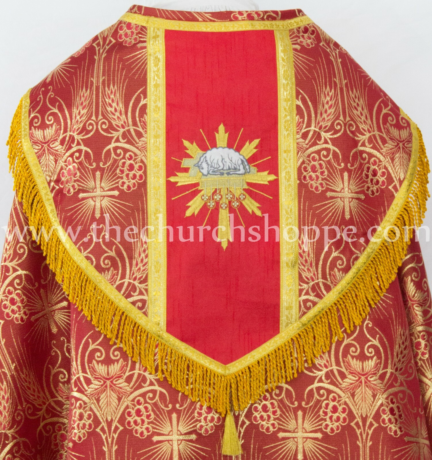 Metallic Red Cope & Stole Set with Slain Agnus Dei embroidery,capa ...