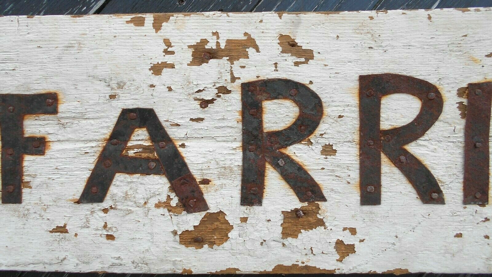 ANTIQUE 19th CENTURY FARM MADE TIN AND WOOD FARRIER SIGN | eBay