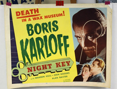 ORG MOVIE POSTER NIGHT KEY 1/2sh R1954 Boris Karloff looking through ...