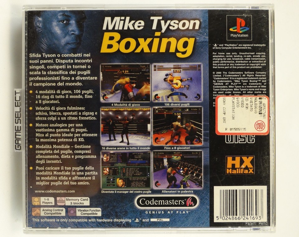 MIKE TYSON BOXING SONY PLAYSTATION 1 2 3 PS1 PS2 PS3 PAL ITA ITALIANO ...