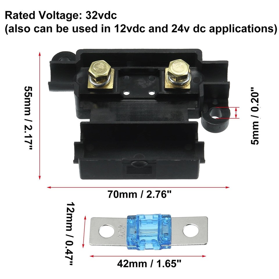 60A Fuse Kit, 4 ANS Holders, 7x 60 AMP Automotive Fuses, Car Dual ...