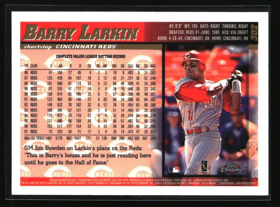 Barry Larkin 1998 Topps Chrome #302 | eBay