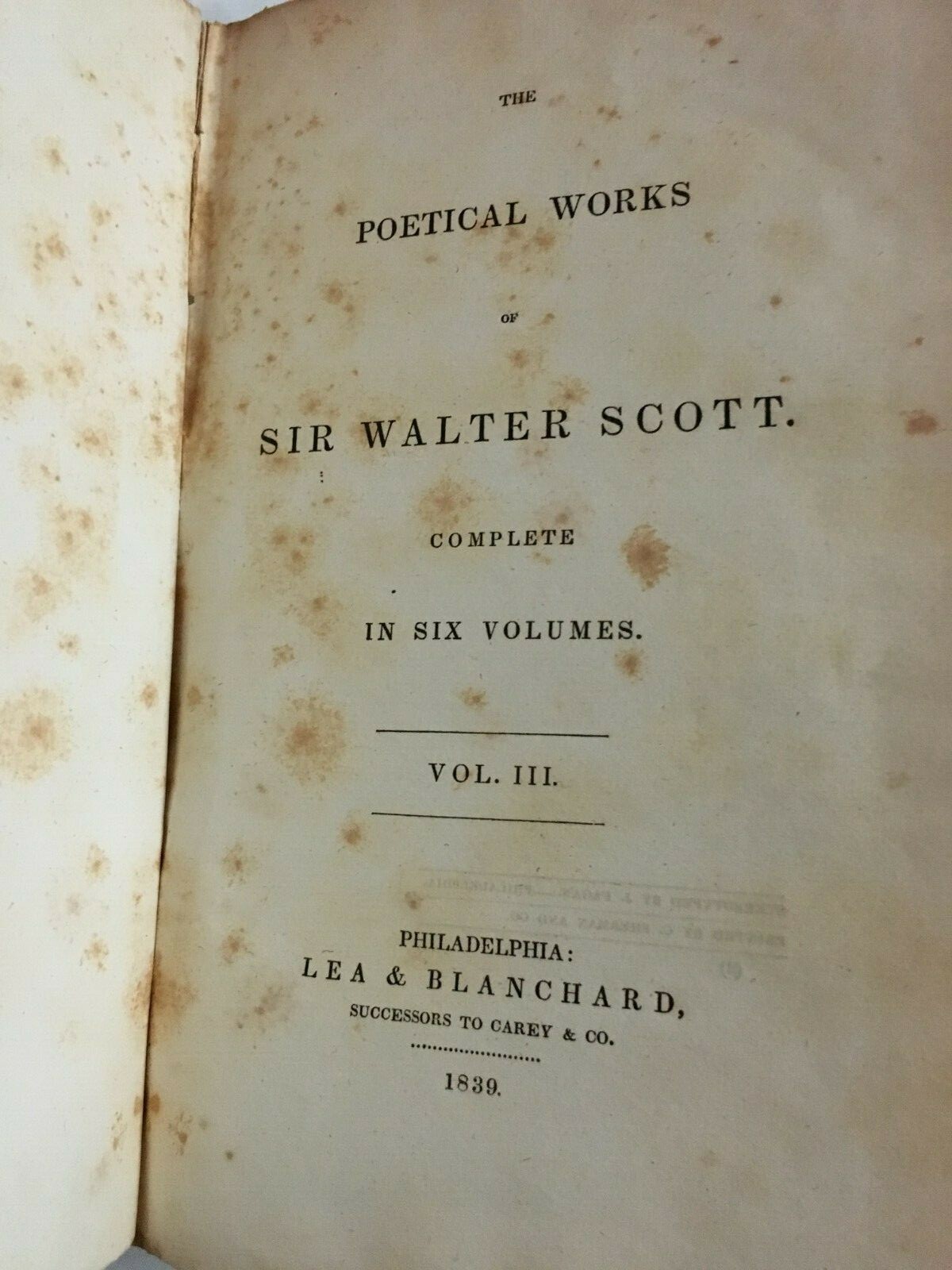 Old poetry book antique The Poetical Works of Sir Walter Scott Vol. III ...