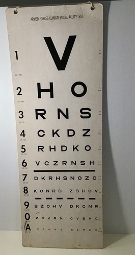 Vintage Armed Forces Visual Acuity Tests Screening Eye Chart 1960s ...