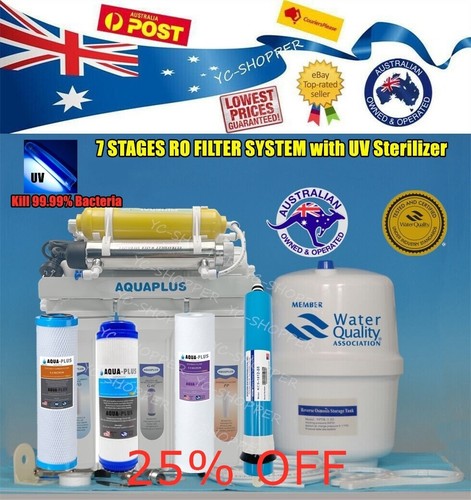 AQUA-PLUS 7 Stages Reverse Osmosis RO Water Filter System 11W UV ...