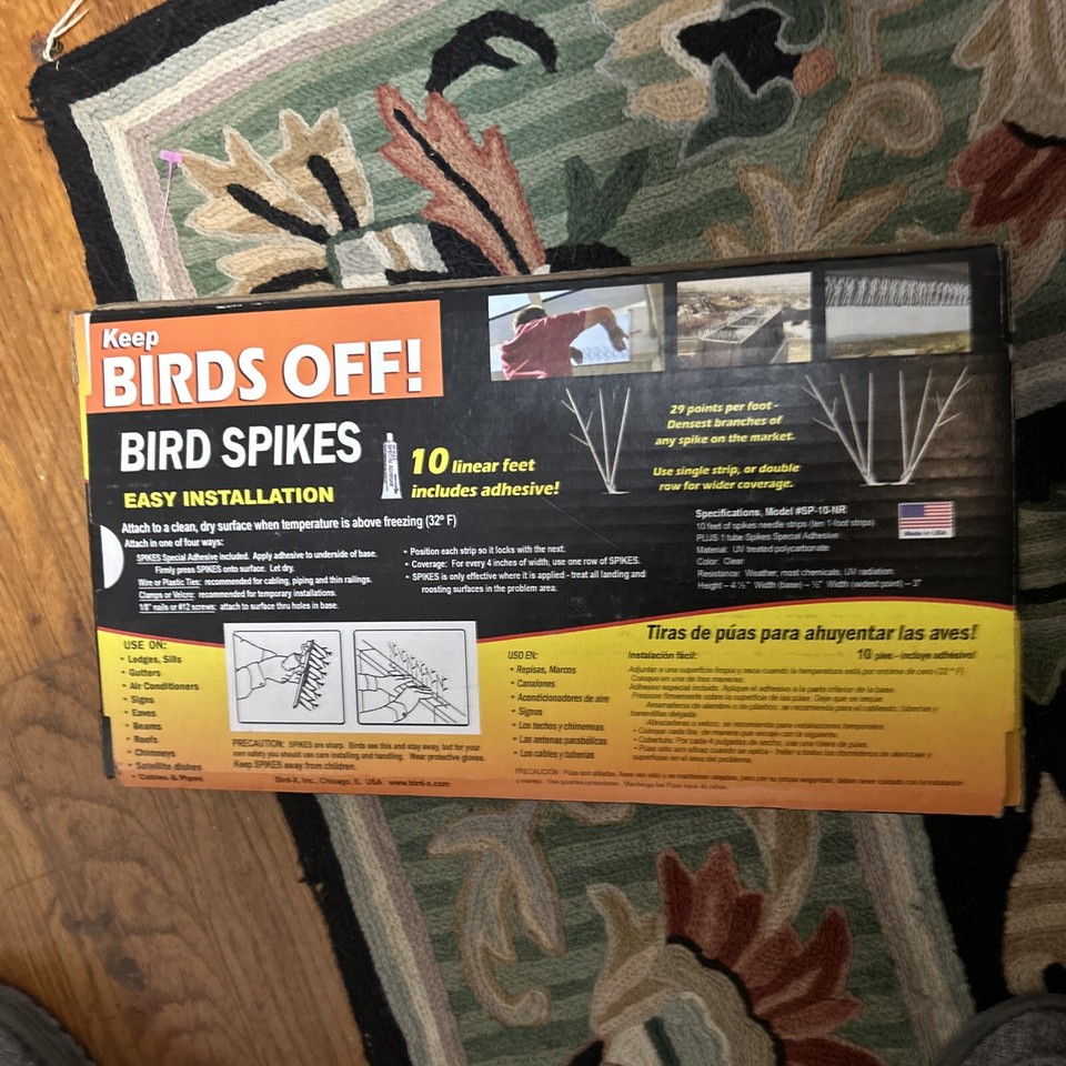 Bird-X Plastic Polycarbonate Bird Spikes Kit with Adhesive Glue 10 Ft Block Bird 706069158910| eBay