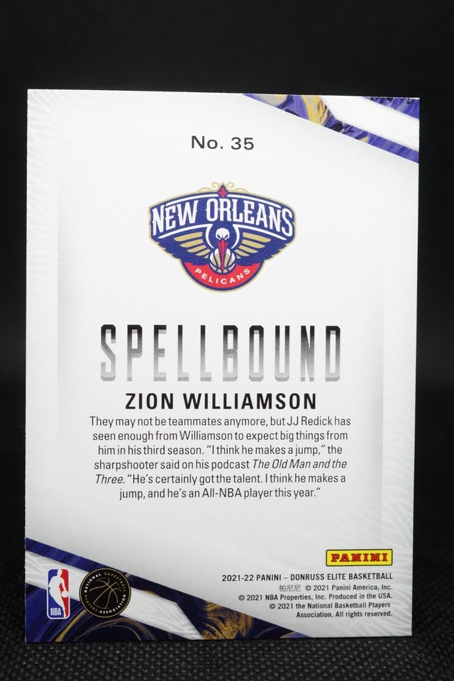 2021-22 NBA Panini Donruss Elite Spellbound " O "#35 Zion Williamson ...