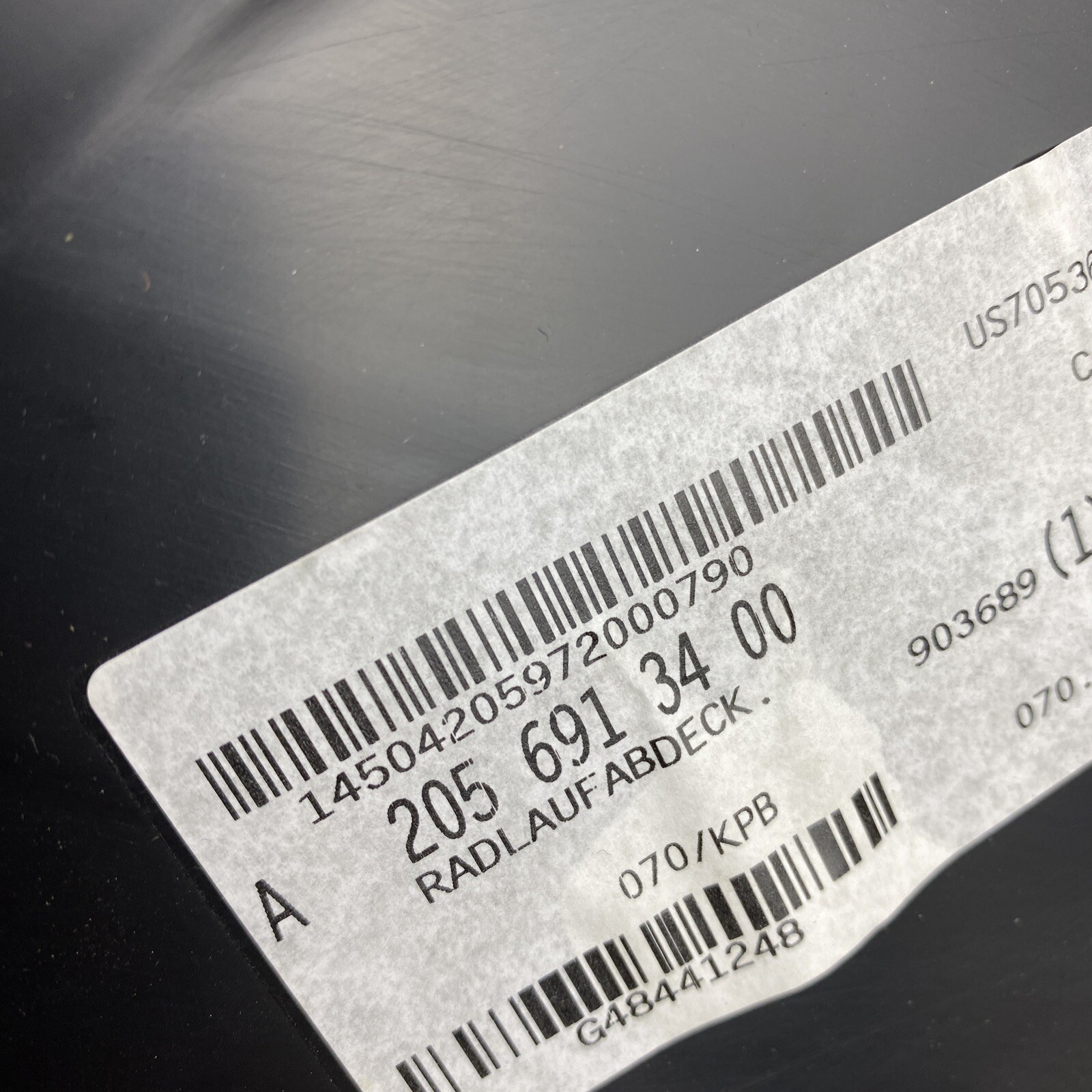 Genuine Mercedes-Benz OEM Rear Passenger Fender Liner Covering 205-691 ...
