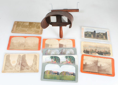 ANTIQUE STEREOSCOPE STEREOPTICON VIEWER WITH STEREOVIEWS,19TH CENTURY ...