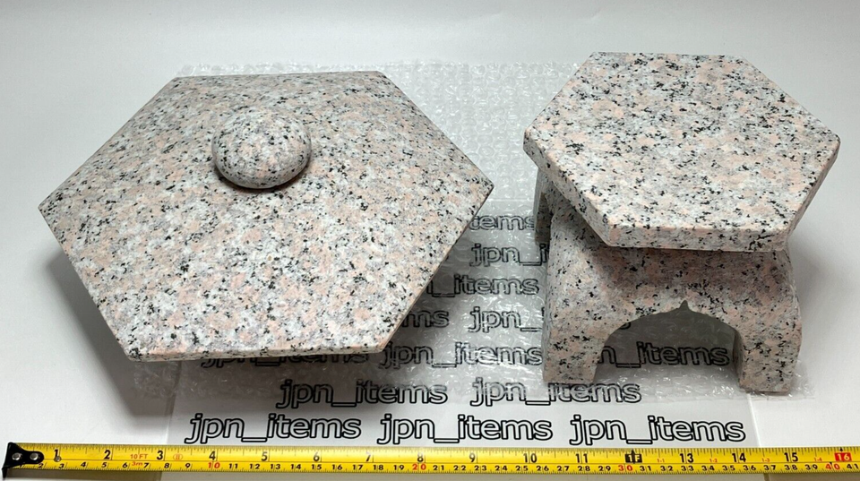 Pink Gray Stone Lantern Tourou Miniature Granite Japanese Garden ...