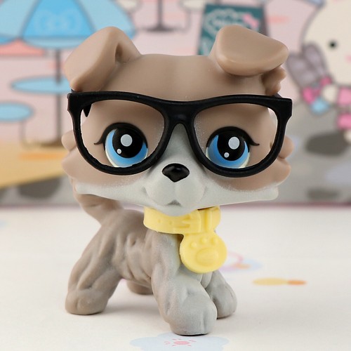 Rare LPS Collie Dog 67 Grey Brown Puppy with LPS Accessories Kids Gift ...