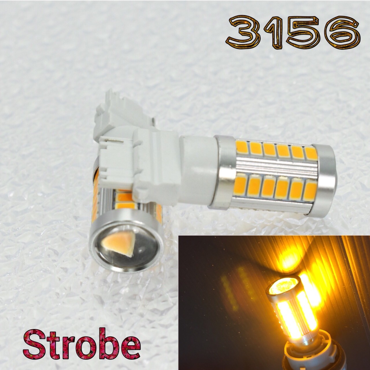 Strobe Reverse Backup T25 3156 3456 33 SMD Amber LED Light Bulb K1 BM ...