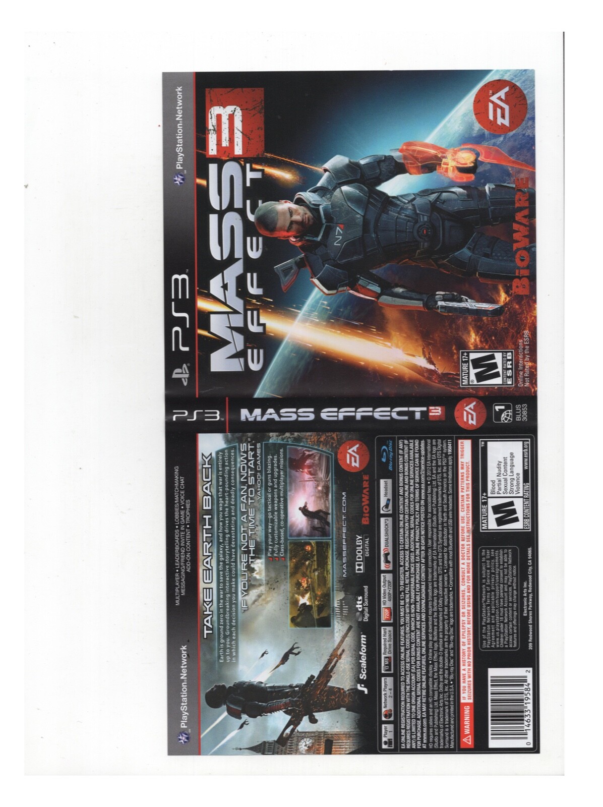 Mass Effect 3 PS3 ARTWORK ONLY Authentic Original | eBay