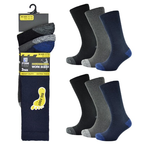 Cushioned Work Socks Mens Cushion Sole Durable Reinforced Cotton Blend ...