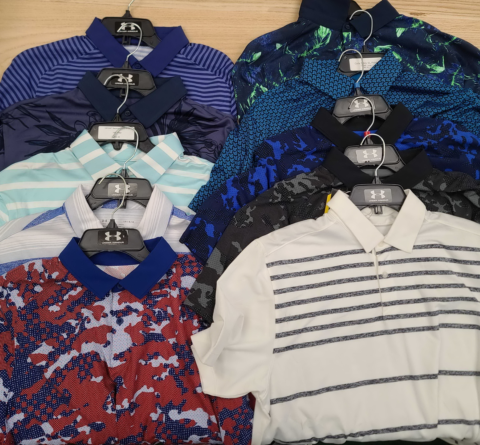 Lots of Under Armour Short Sleeve Patterned Golf Shirts- Size Large- 10 ...