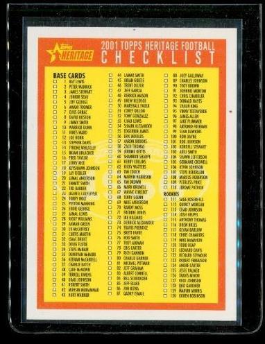 Vintage 2001 TOPPS HERITAGE Football Trading Card CHECKLIST | eBay