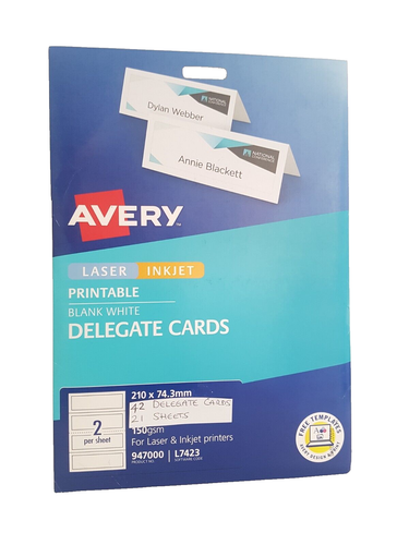 Avery Delegate Cards 42 Pack Blank White Labels - Product No. 947000 | eBay