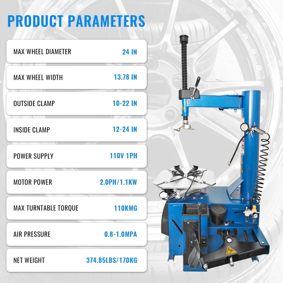TCE 2.0HP 3 Pedals Tire Changer Machine Wheel Balancer Rim Clamp Combo ...