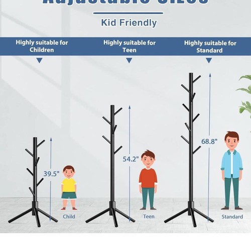 Wooden Coat Rack Stand Free Standing Tree Clothes Hanger Hat Coat Rack ...