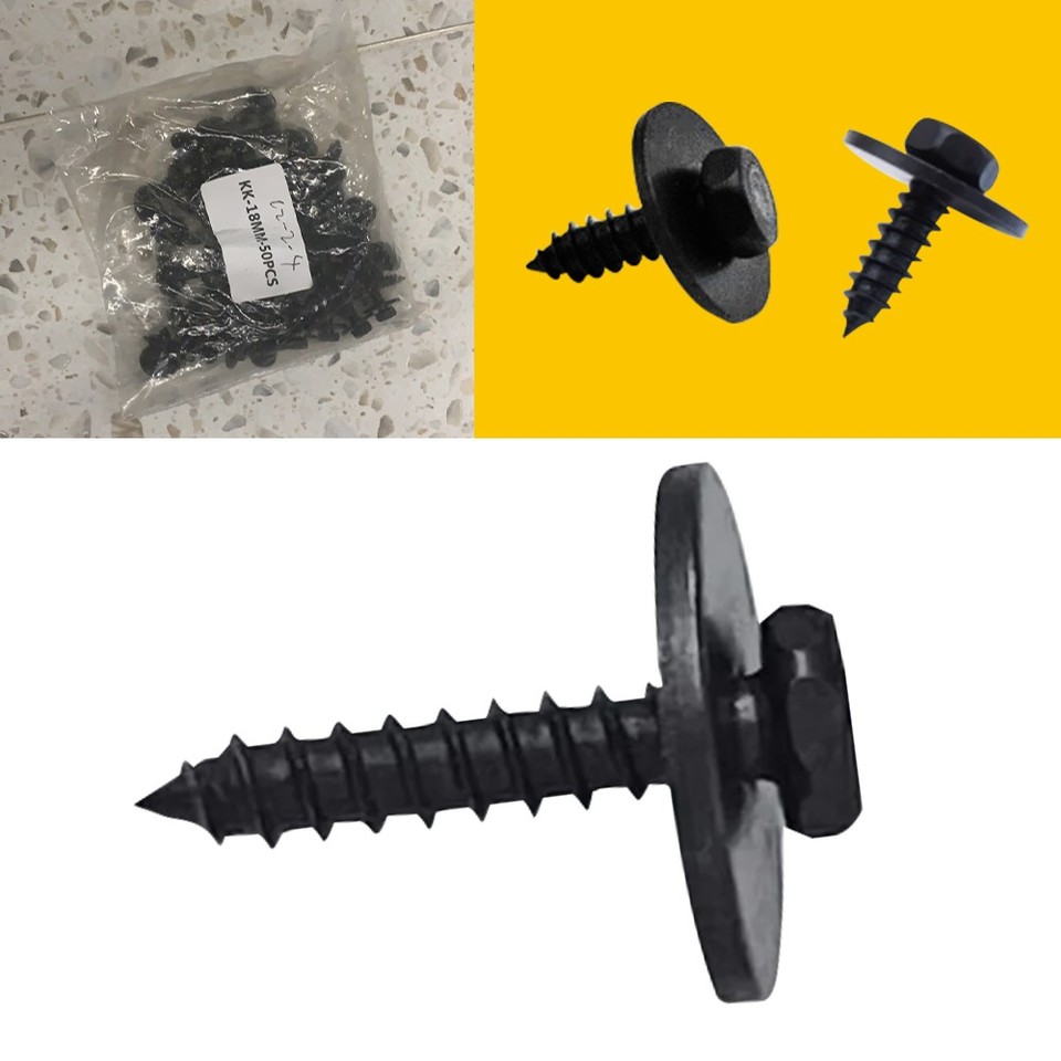50x Metal Screw Car Body Fender Bumper Retainer Clips 7.8mm Hex Black ...
